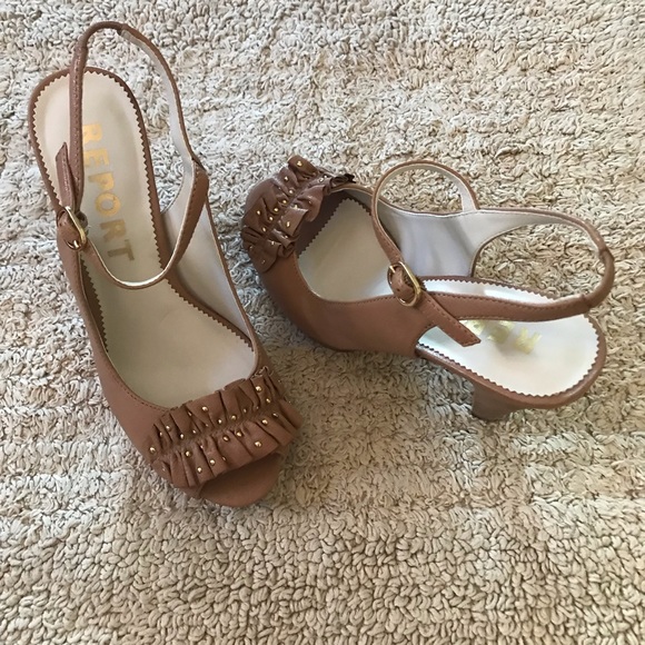 Report | Shoes | Report Marlowetan Studded Heel Peep Toes Shoes | Poshmark